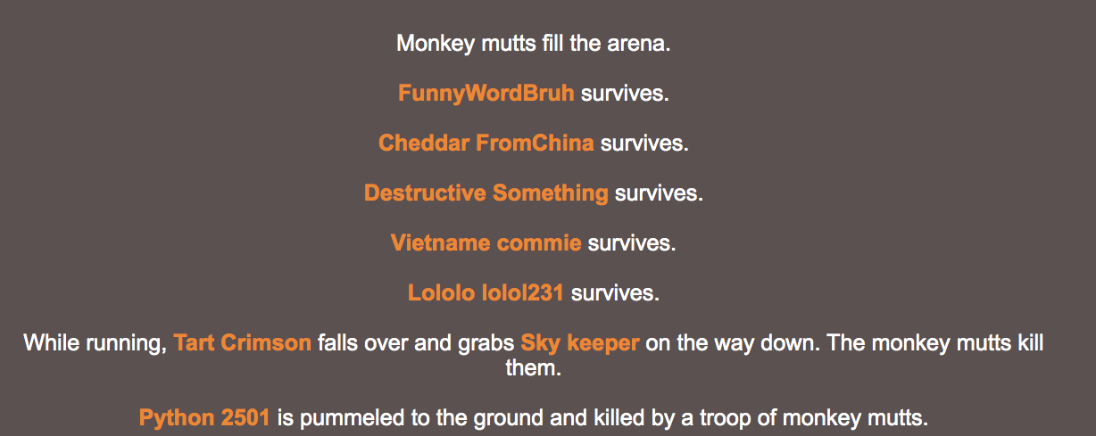 EVENT IN THE HUNGER GAMES! MONKEY TIME! 5 REMAIN! | Fandom