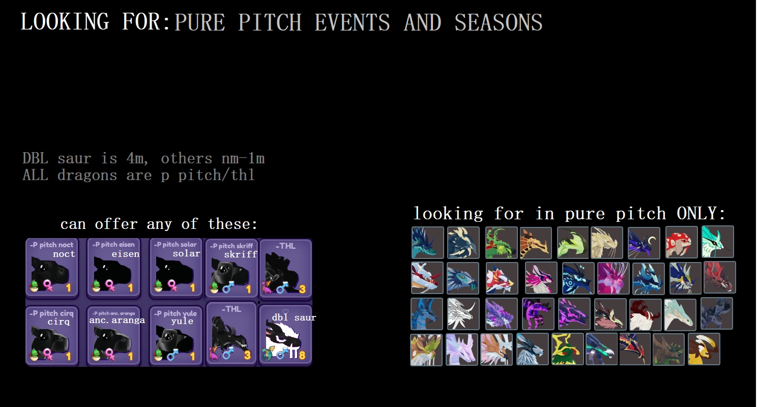LF: pure pitch dragons // CO-HATCHING: | Fandom