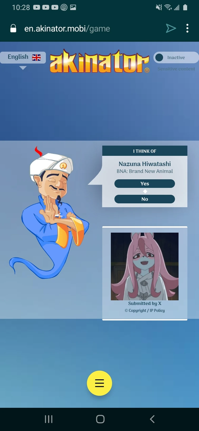 I don't like Akinator's guessing abilities. | Fandom
