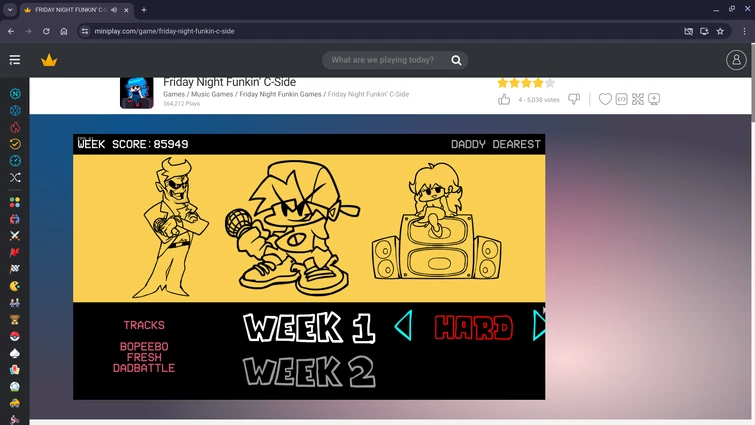 i broke the old c sides mod forth wall by playing week 1 on hard ...