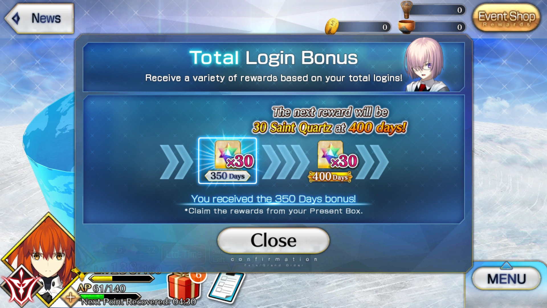 main account 350th day bonus | Fandom