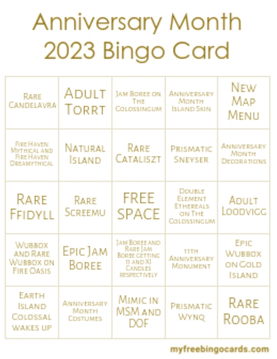 Anniversary Month 2023 Bingo Card | Fandom