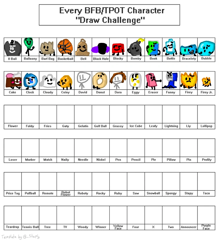 I drew every single BFDI character. | Fandom