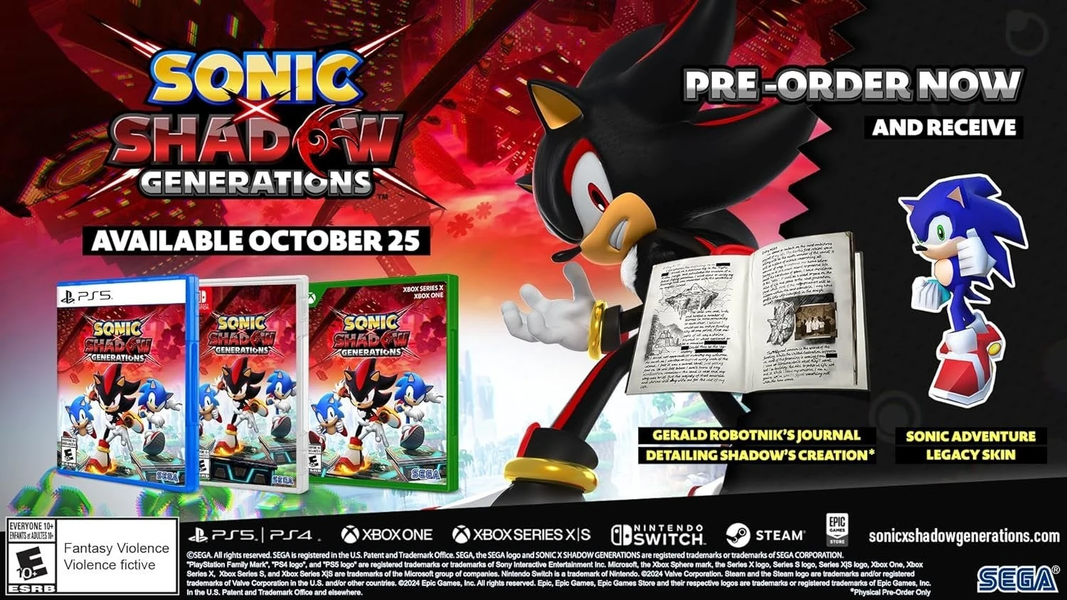 Wonderful news,everyone! Sonic X Shadow Generations comes out TOMORROW ...