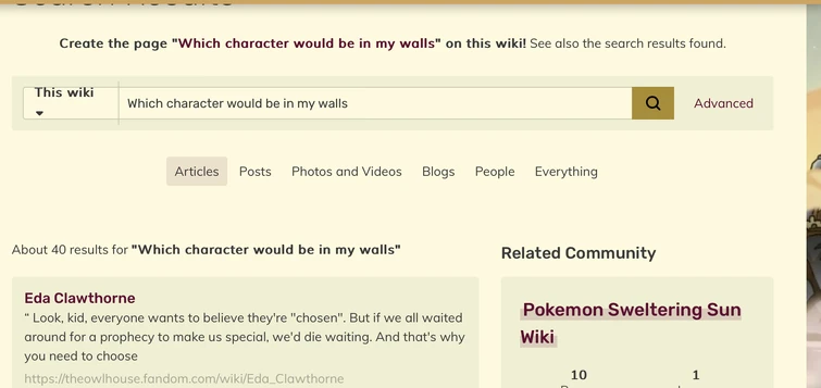 I think the Wiki search engine is a tad biased | Fandom