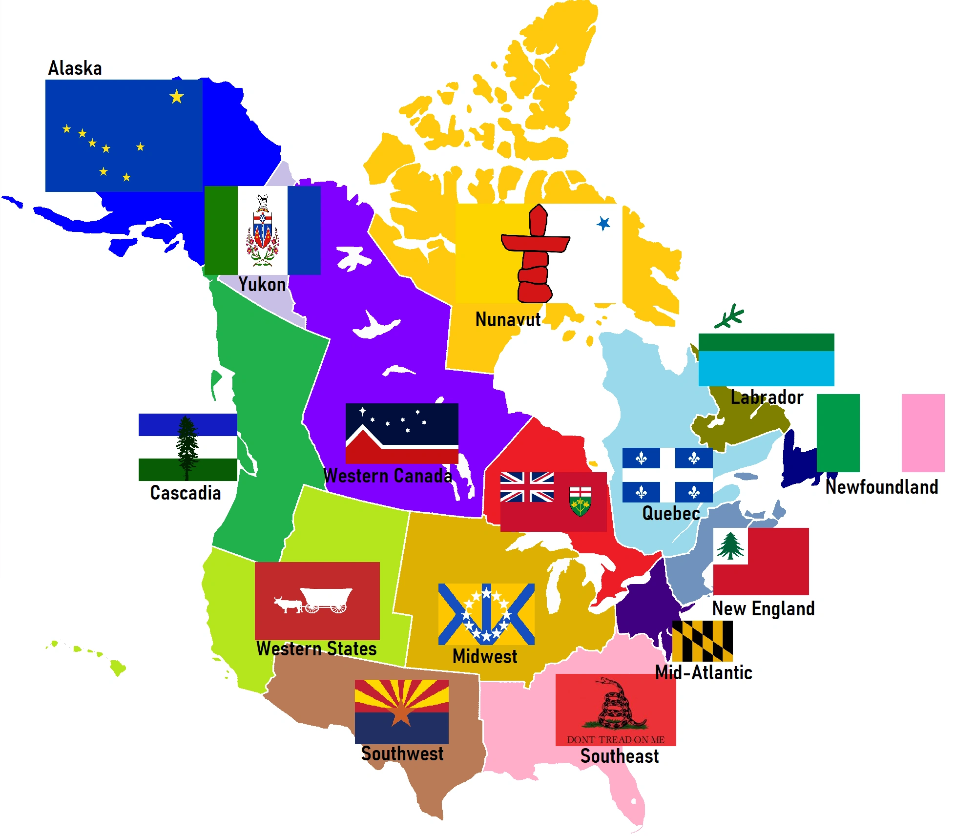 A Balkanized North America Concept Map (Might use in a timeline) | Fandom