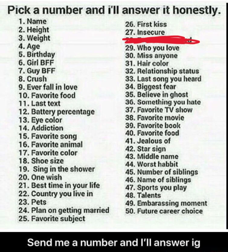 Pick a number and I'll answer you | Fandom