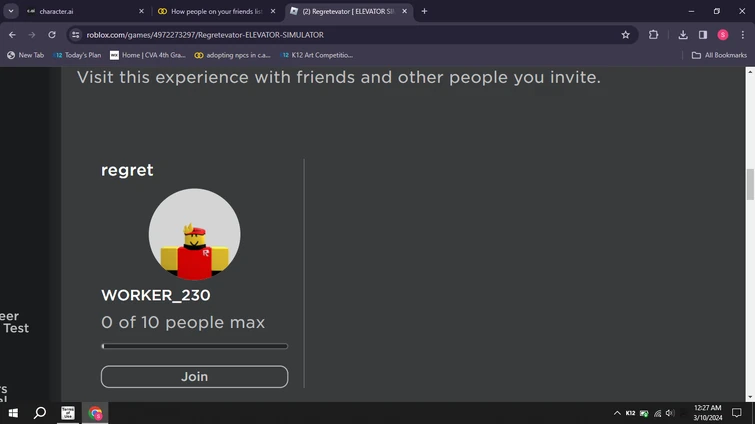 How people on your friends list name private servers on regretevator. | Fandom