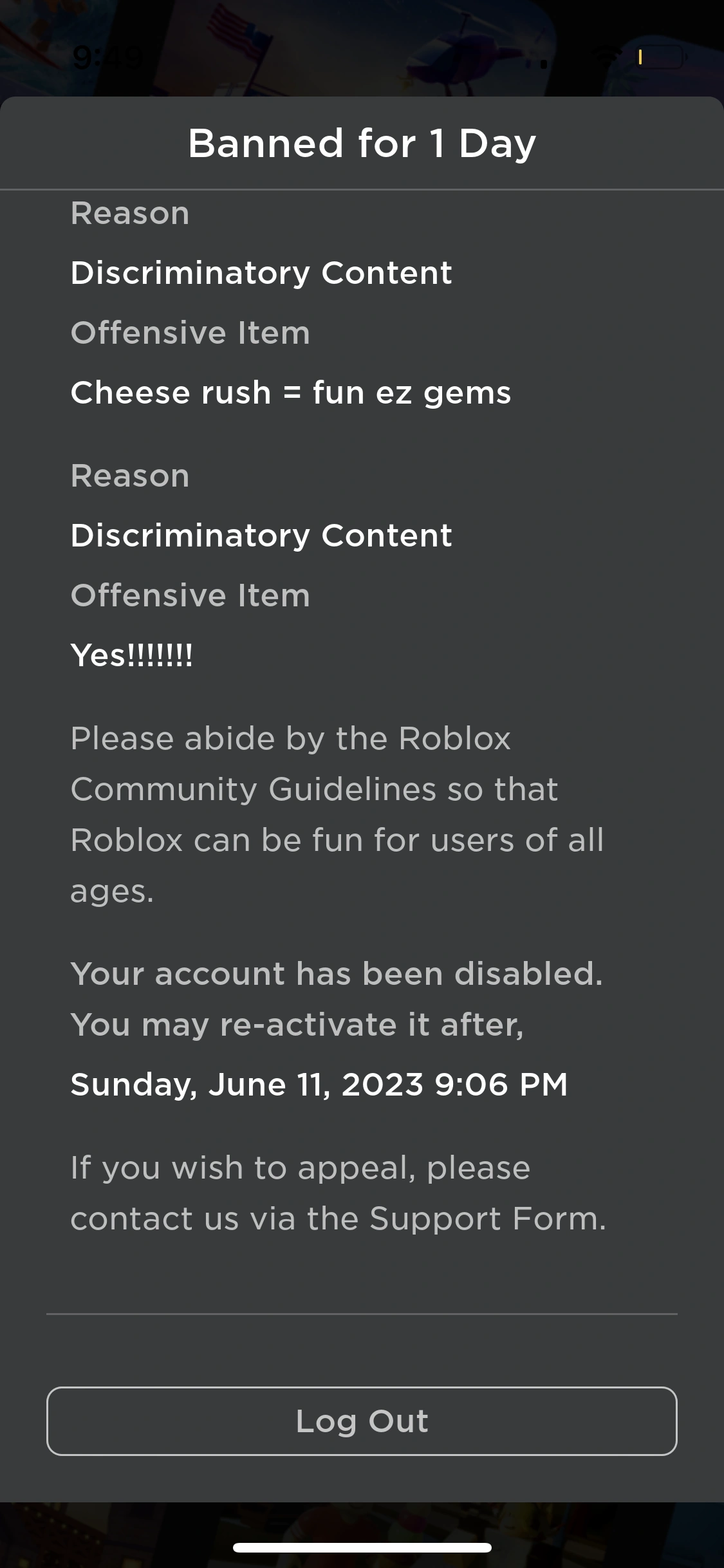 BRO ROBLOX BANNED ME FOR A DAY | Fandom