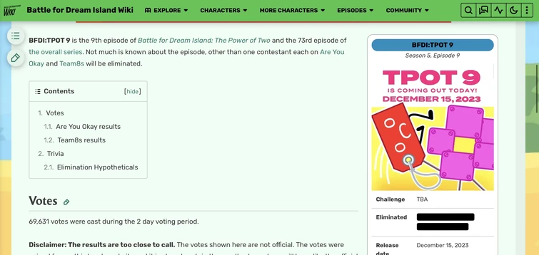 Look Look at the article for TPOT 9 | Fandom