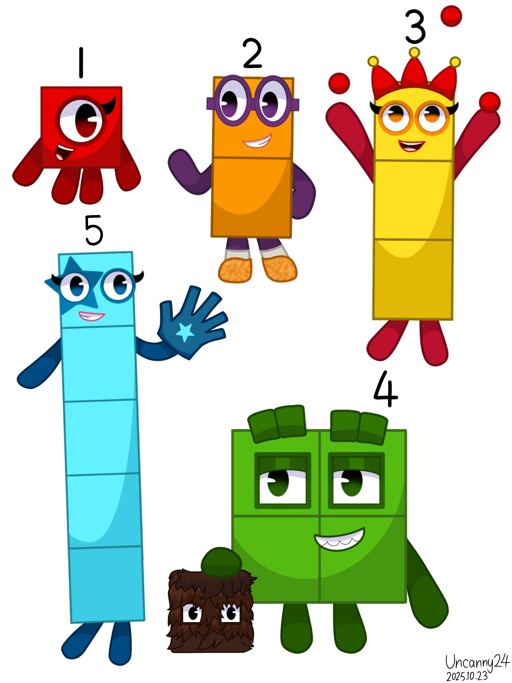 My drawing of Numberblocks 1 - 5. | Fandom
