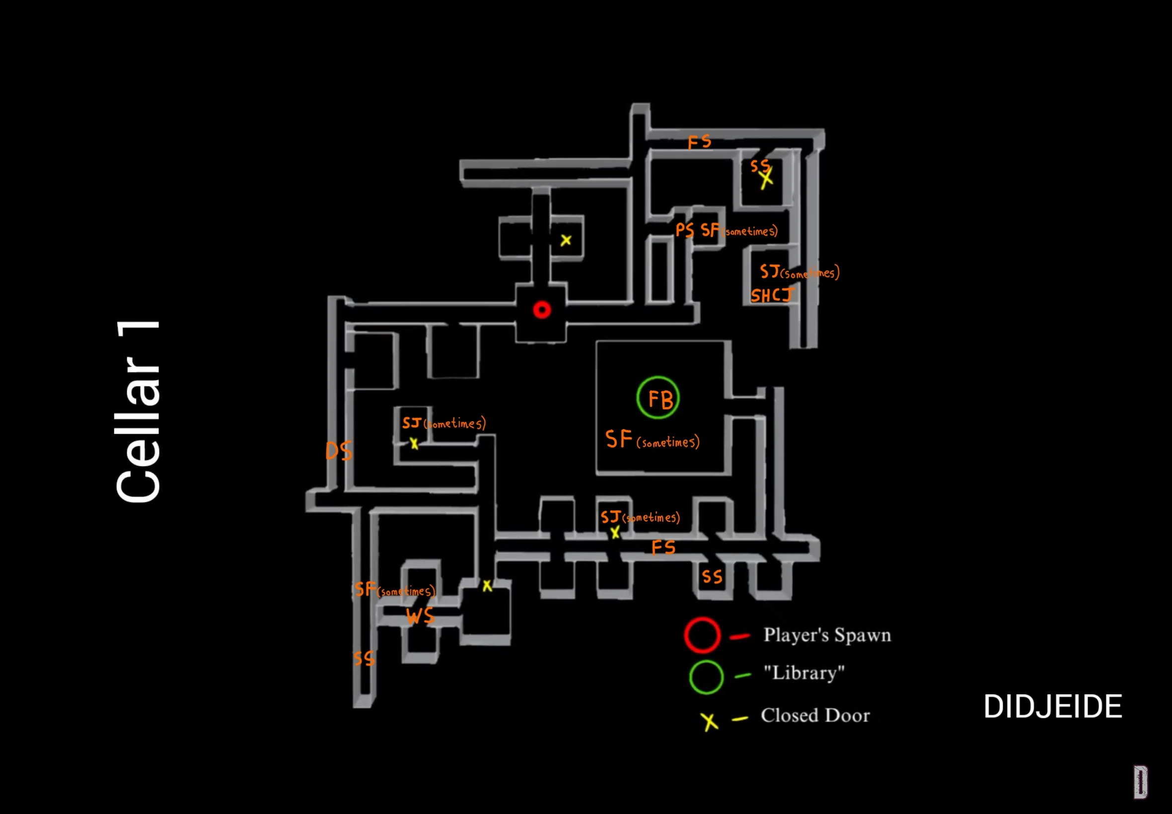 Cellar 1 map and all jumpscare locations: | Fandom