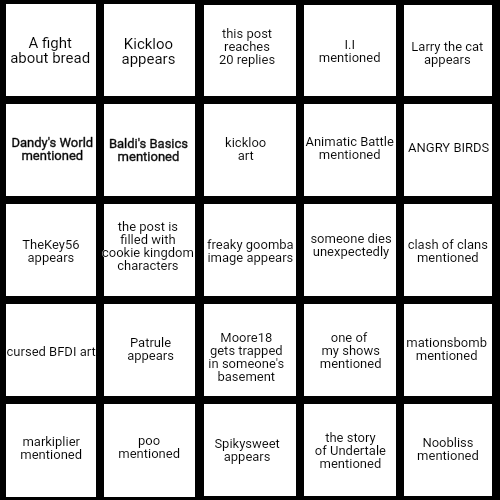 BFDI Wiki Bingo | Fandom