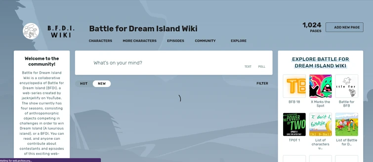 i was in archive.org looking at the old versions of the bfdi wiki and ...