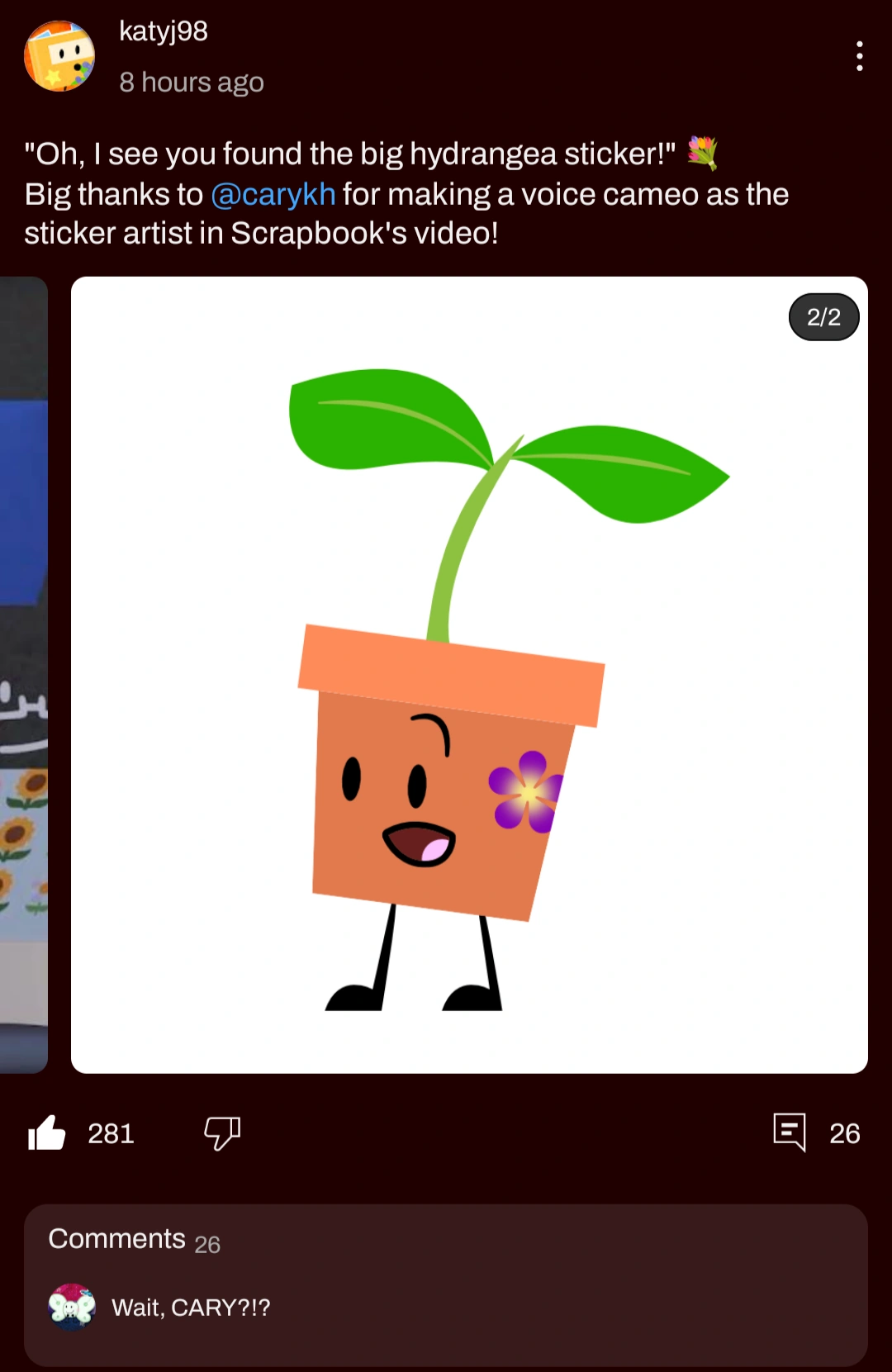 cary voiced a character in the scrapbook vid | Fandom