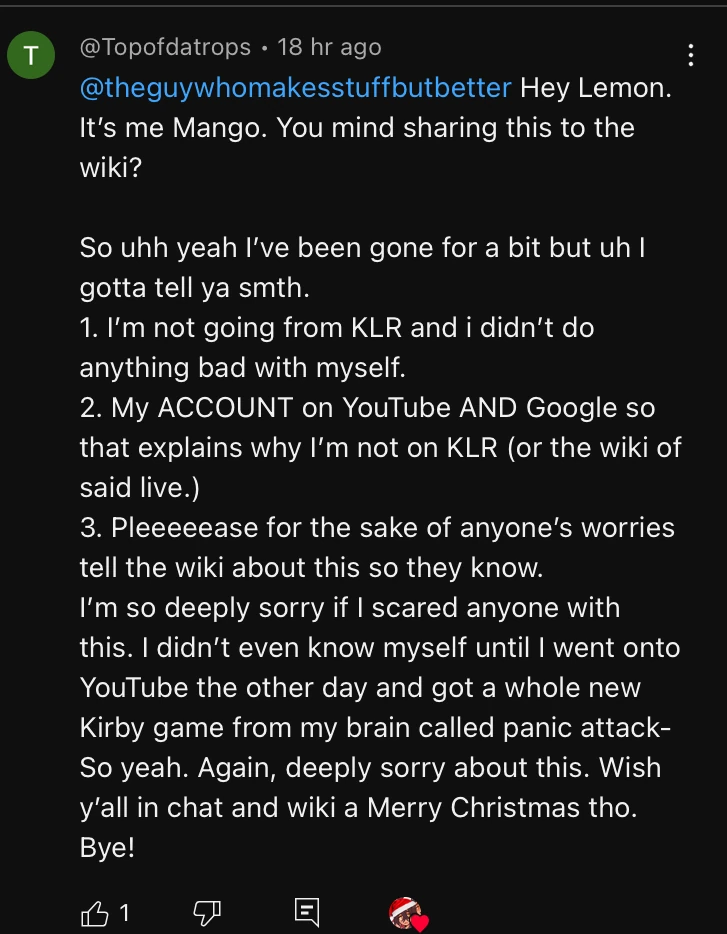 Guys don’t panic mango is all good. Anyways enjoy your Christmas and ...