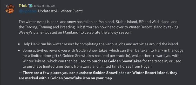 Winter Event 2024 Update — Discord Update Log | Fandom