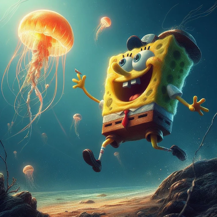 Some AI Art of SpongeBob Catching Jellyfish | Fandom