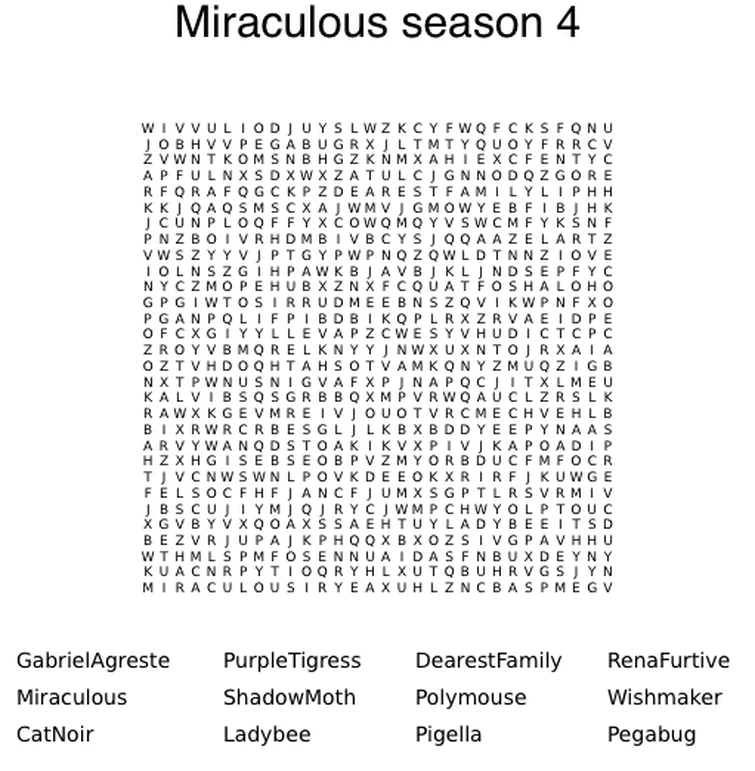 I Created a Miraculous season 4 word search | Fandom