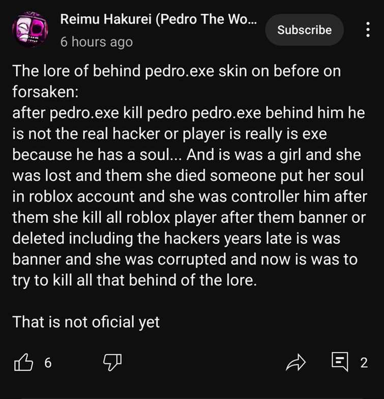 Pedro.exe's lore! | Fandom