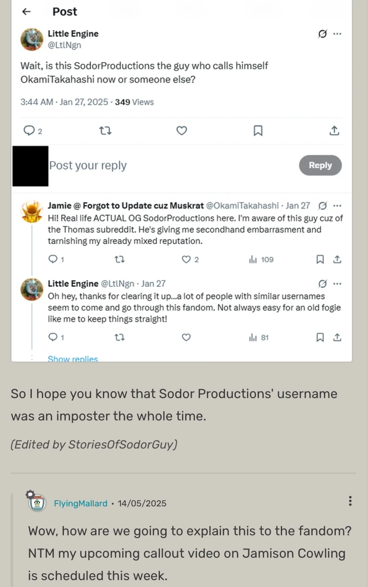 Did you know that there's another user who used to be called Sodor ...