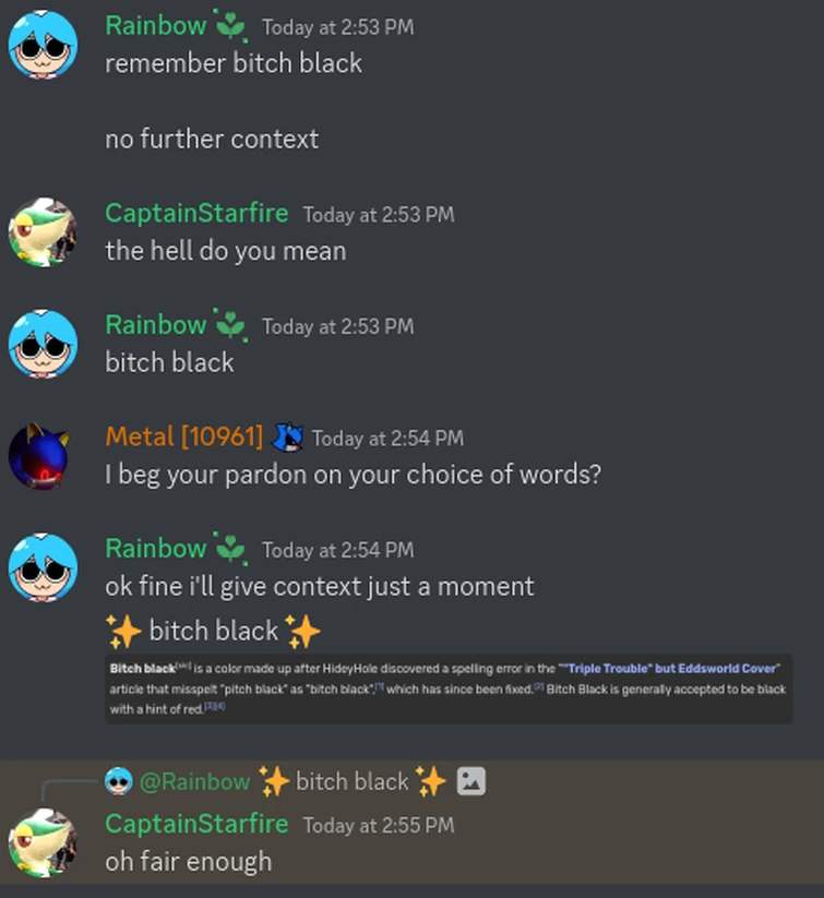 bitch black | Fandom