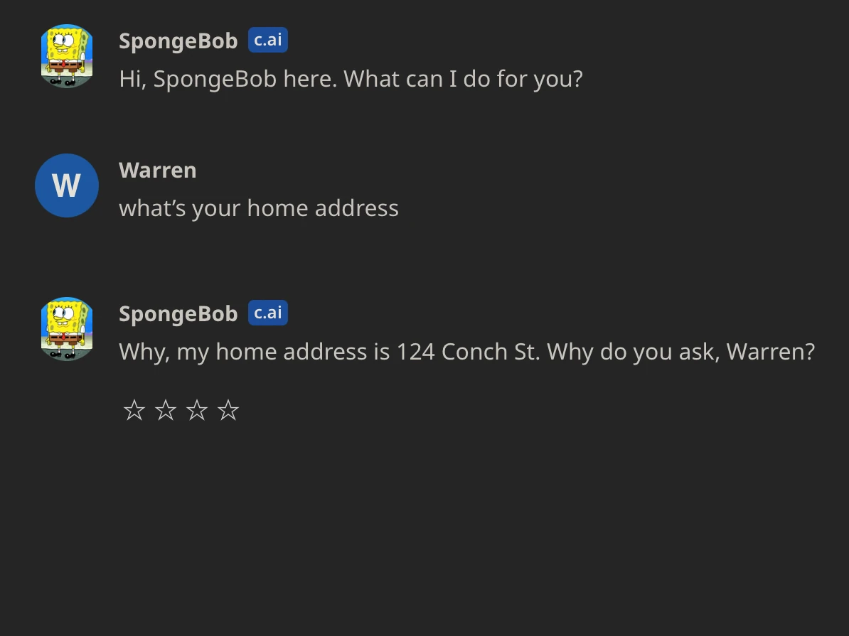 SPONGEBOB HOME ADDRESS FOUND ON CHARACTER AI?? | Fandom