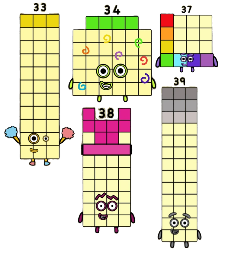 Will 33, 34, 37, 38, and 39 eventually get faces in Numberblocks Series ...