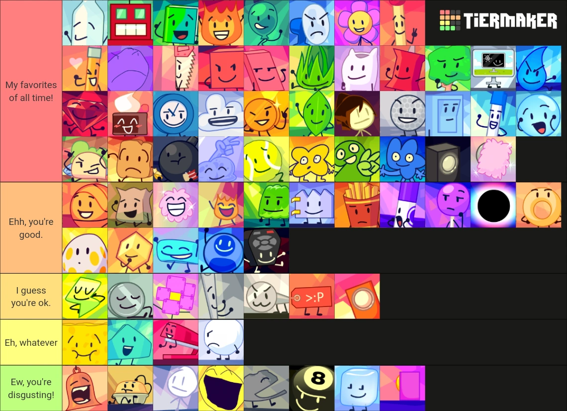 BFDI Tier List (As of TPOT 10) | Fandom
