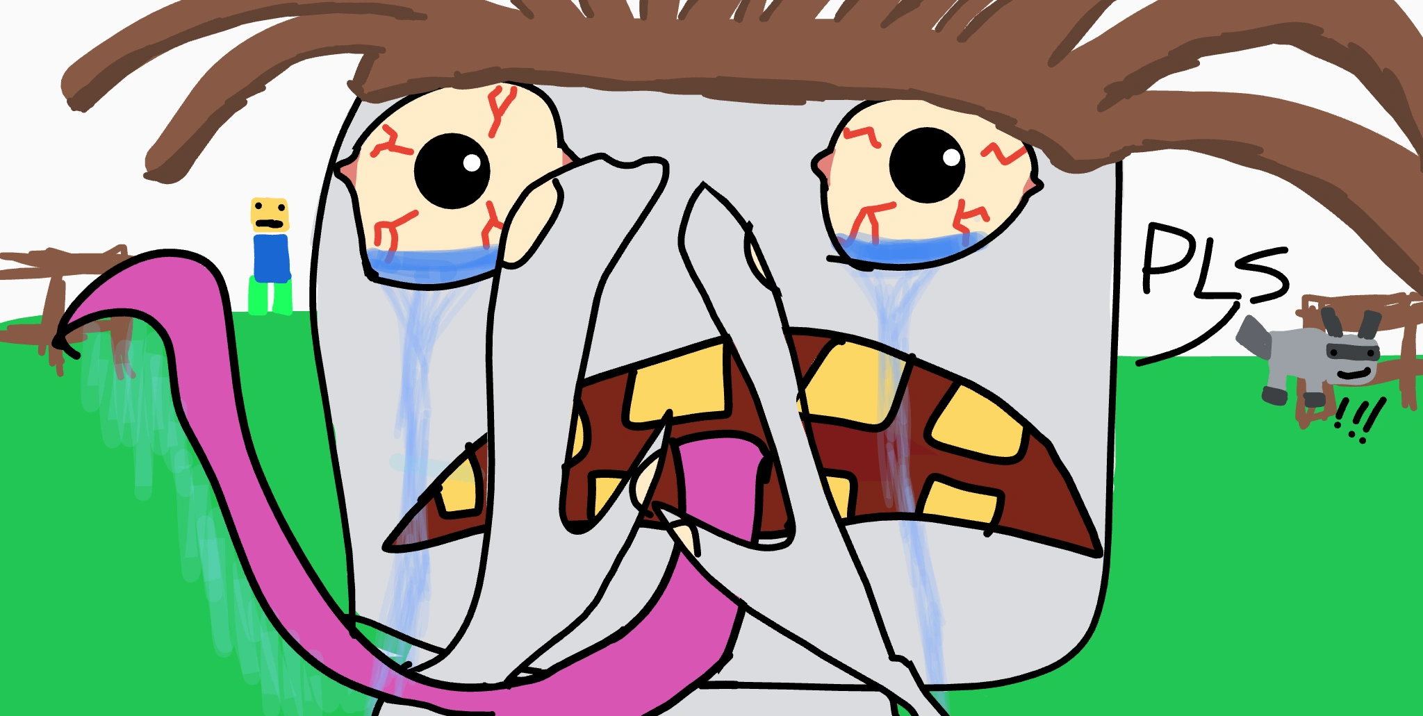 EXTREMELY UGLY AND SCARY DRAWING OF A NOOB BEGGING FOR A RACCOON | Fandom