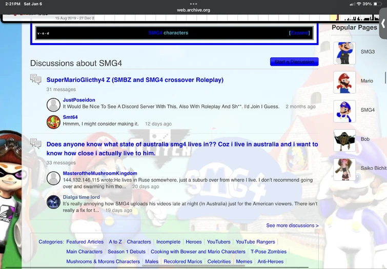 What the smg4 wiki looked like in 2019. | Fandom