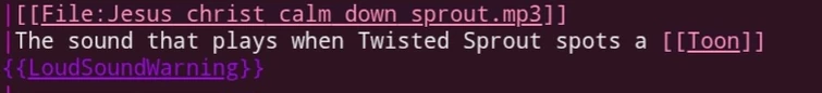 This is the actual "sprout spots a toon" audio file in the code. | Fandom
