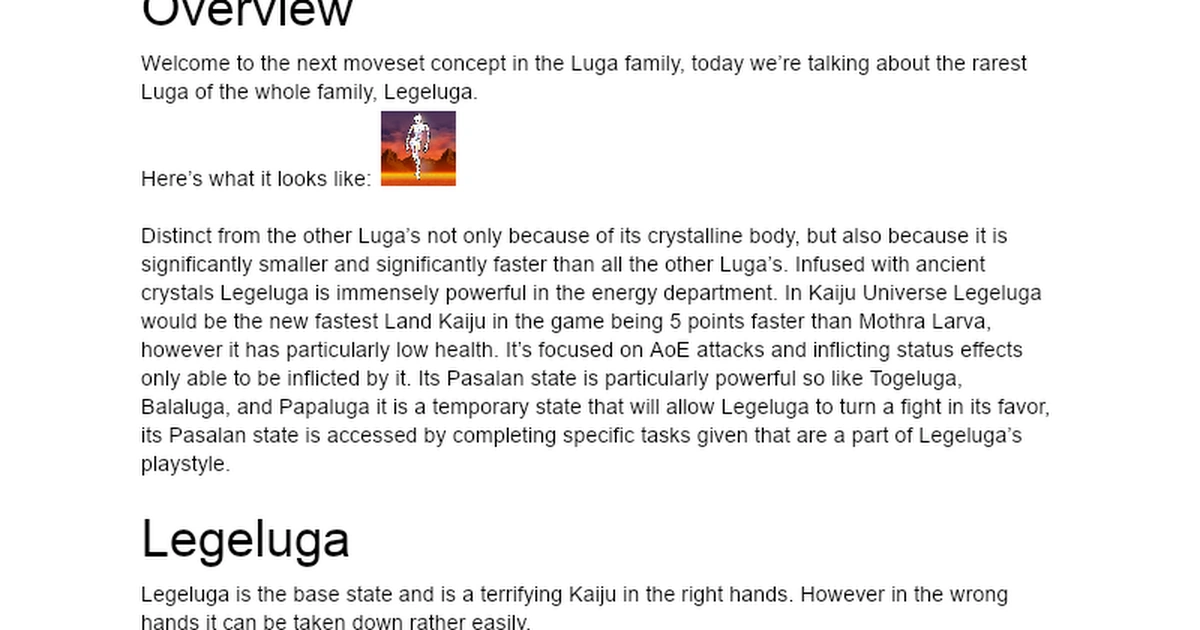 Legeluga / Legelan Pasalan Moveset Concept WIP Update. | Fandom
