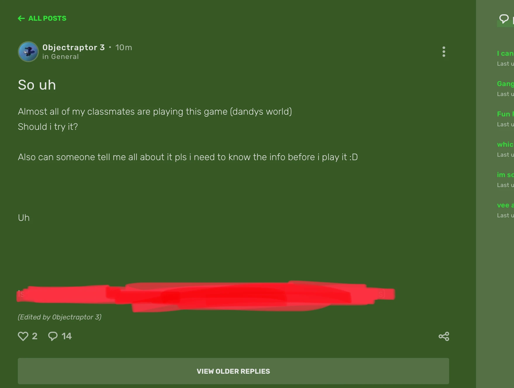 So i just joined the dandys world wiki asking for help: | Fandom