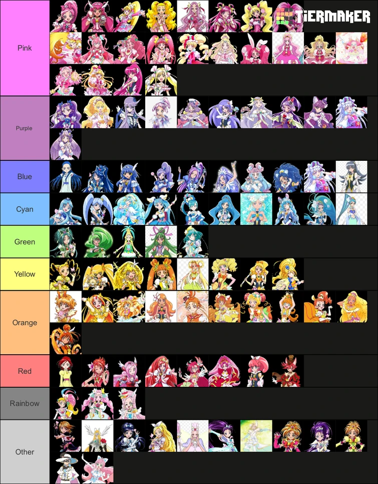 Precure Color Tier List (By Me) When I entered the fandom VS Now | Fandom