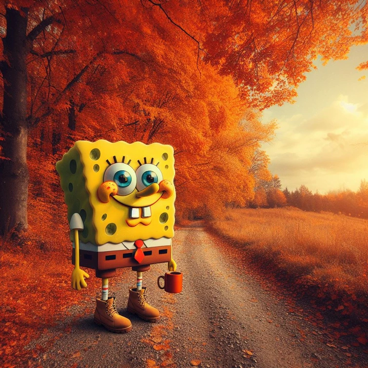 Some AI Art of SpongeBob in an Autumn Landscape | Fandom