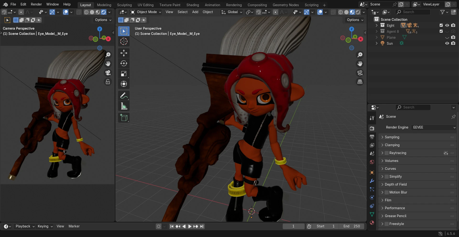 Work in Progress in Blender 4.5 ~ Original Character: Octalin (Agent 8 ...
