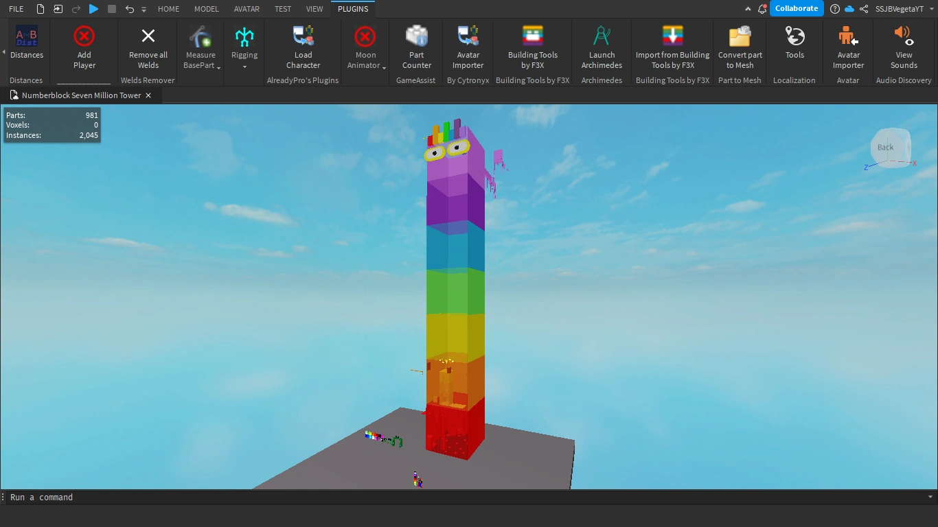 A Unfinished Numberblocks Roblox construction based on something off ...