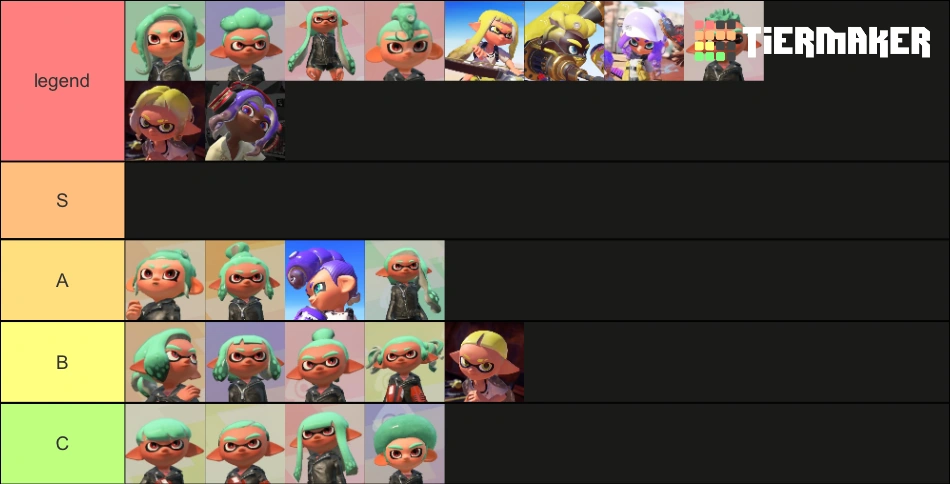 Splatoon hairstyle tier list that my little sister did | Fandom