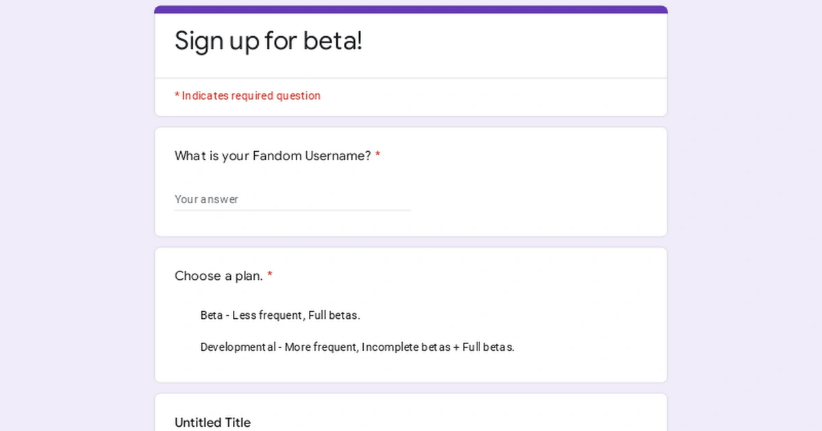I have created a sign up form for betas of the app! | Fandom