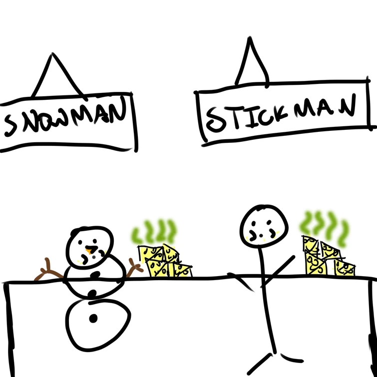 cheese eating competition: snowman vs stick man | Fandom