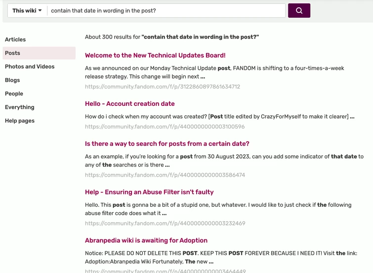 [SOLVED - answer is no] Is there a way to search for posts from a ...