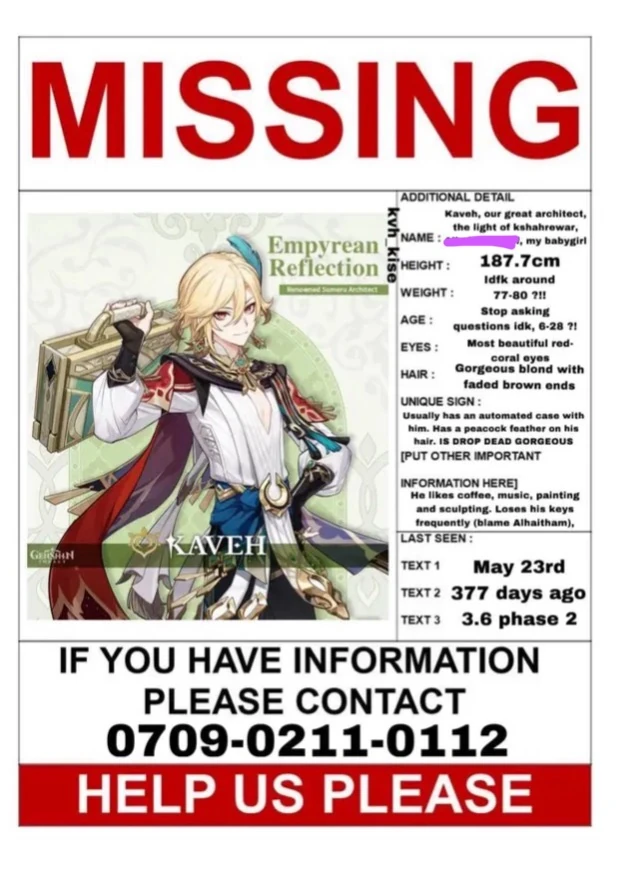 Pls contact the fandom if you see him | Fandom