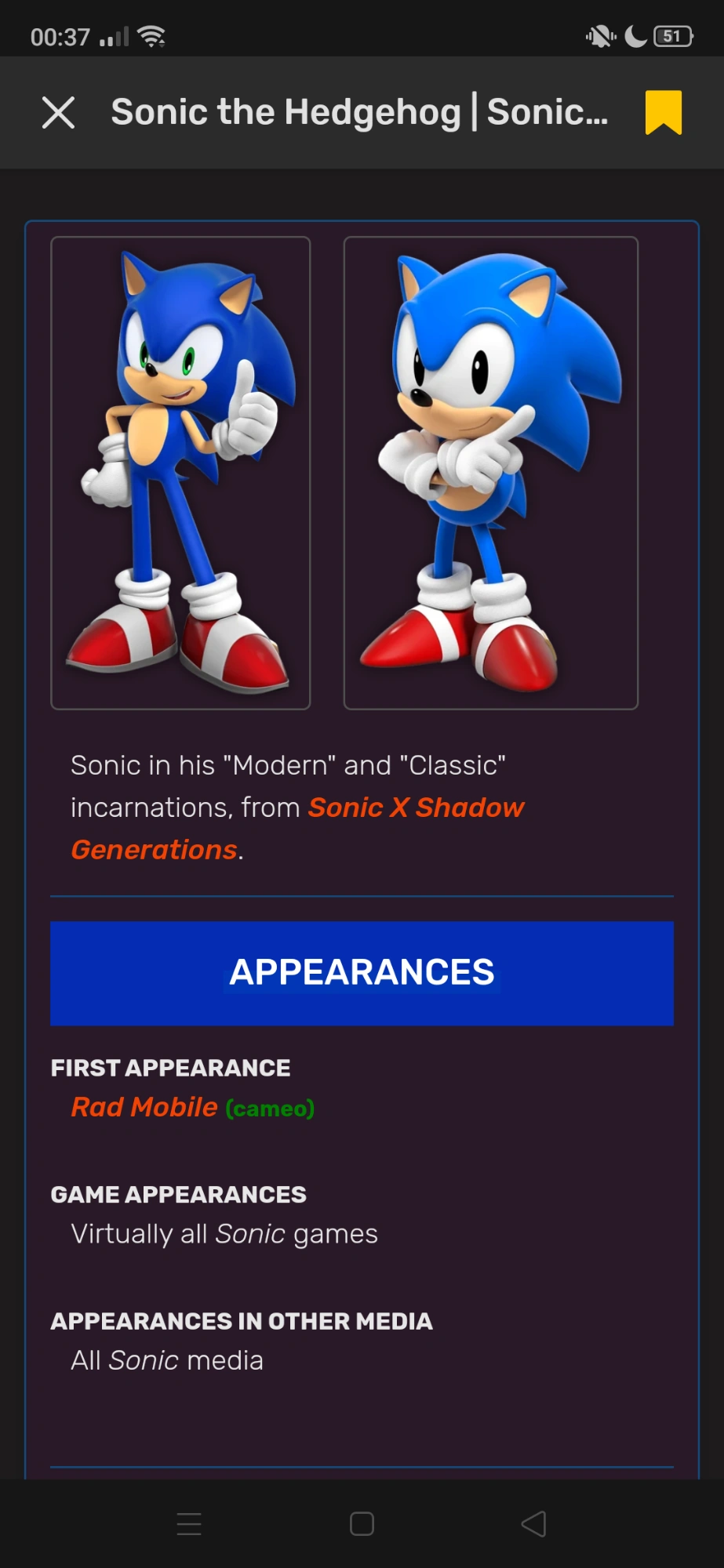 Can all of the Sonic games/media be listed on Sonic's page again ...