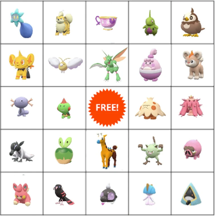 my shiny pokemon bingo! (first evolution pokemon) need someone to trade ...