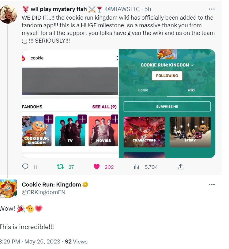 The official Cookie Run: Kingdom Twitter congratulated us! | Fandom