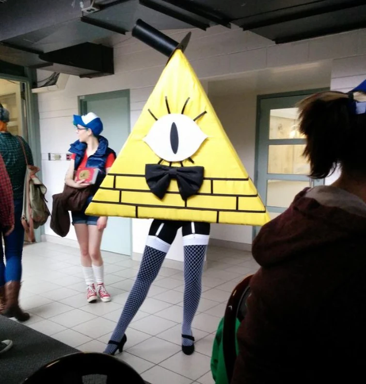 When I see Bill Cipher cosplays with fish net stockings and high heels ...