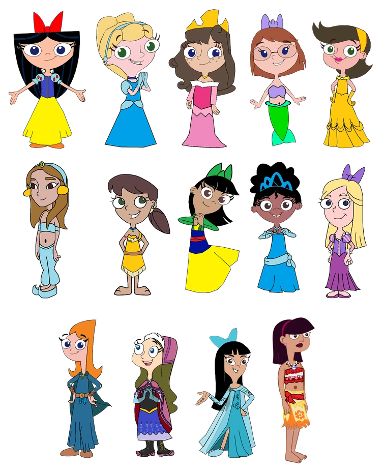 all Phineas and Ferb Girls as Disney Princesses | Fandom