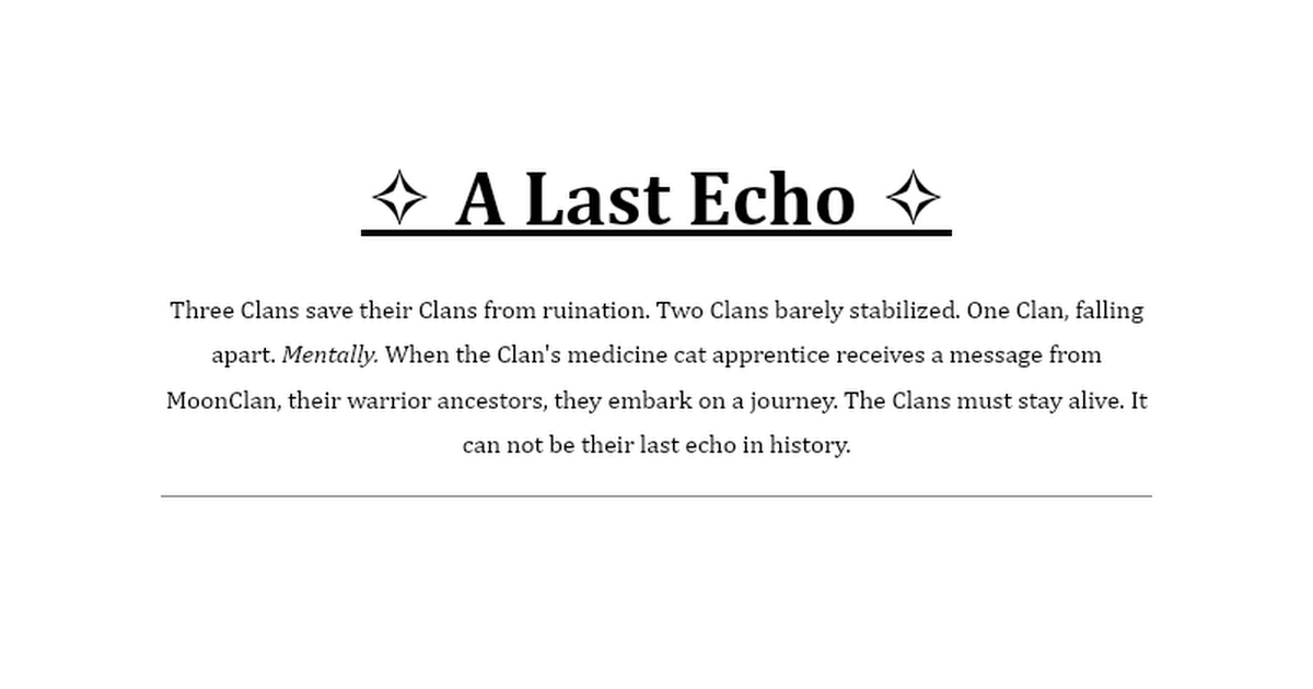 The observer’s POV, omg! | A Last Echo Chapter 3 | Fandom
