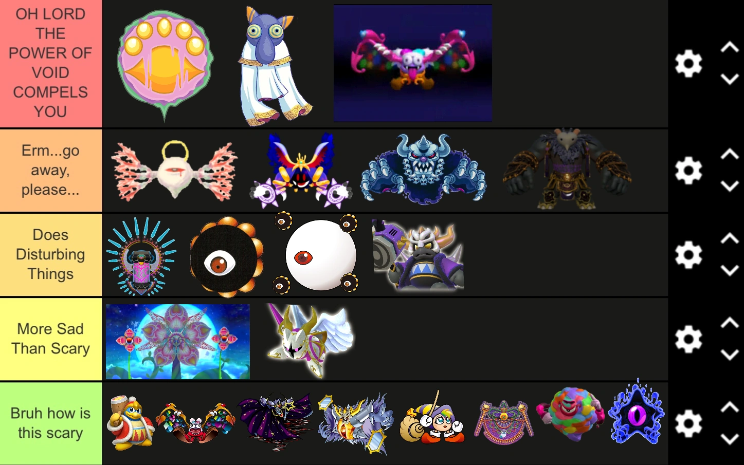 Kirby Final Boss Tier List by Nightmare Fuel Factor + Hyness and Marx ...
